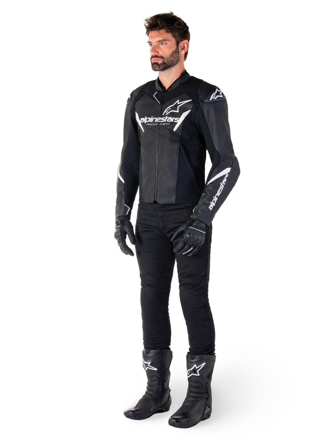 Faster V3 Leather Jacket - Black ROAD Jackets | Alpinestars