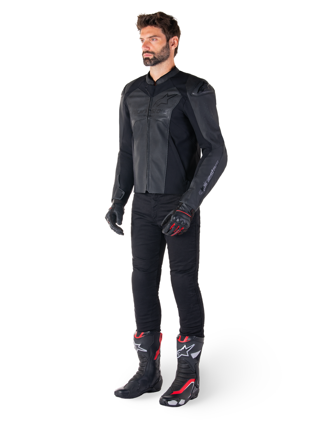 Faster V3 Airflow Leather Jacket - Black Jackets | Alpinestars